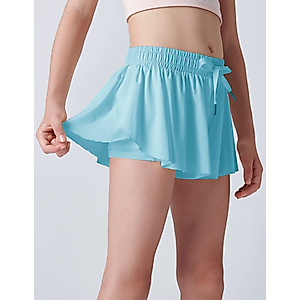 3 Pack Girls Flowy Shorts with Spandex Liner 2-in-1 Youth Butterfly Skirts for Fitness, Running, Sports (Set 4, Youth X-Small)