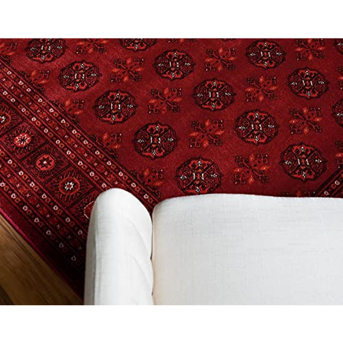 Rugs.com Bokhara Collection Rug – 6' x 9' Red Low Rug Perfect for Bedrooms, Dining Rooms, Living Rooms