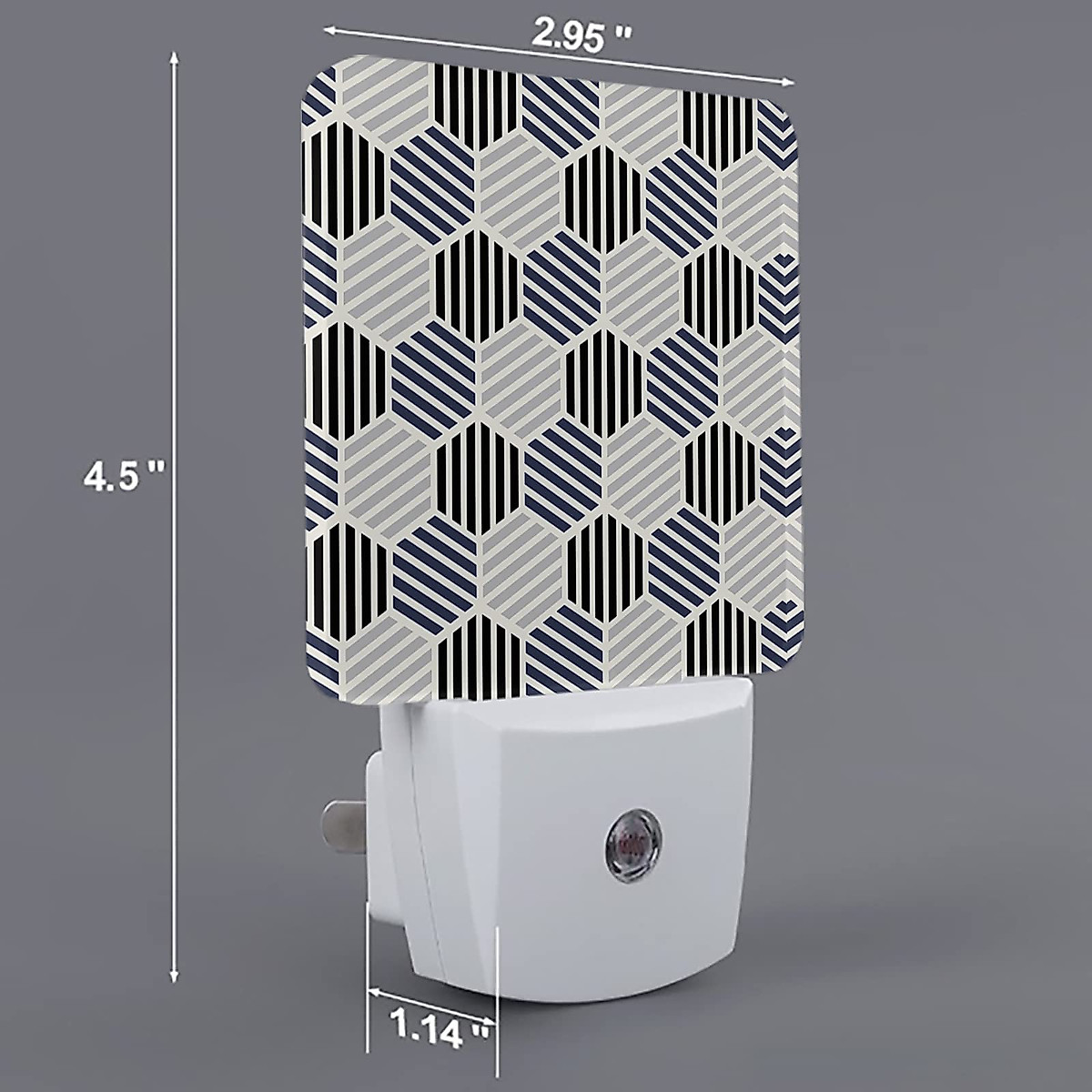 Big buy store Night Lights Auto Sensor Black Gray Hexagon Plug-in LED Nightlights Dusk to Dawn for Living Room, Bedroom, Bathroom, Kitchen, Hallway, Stairways, Abstract Geometric