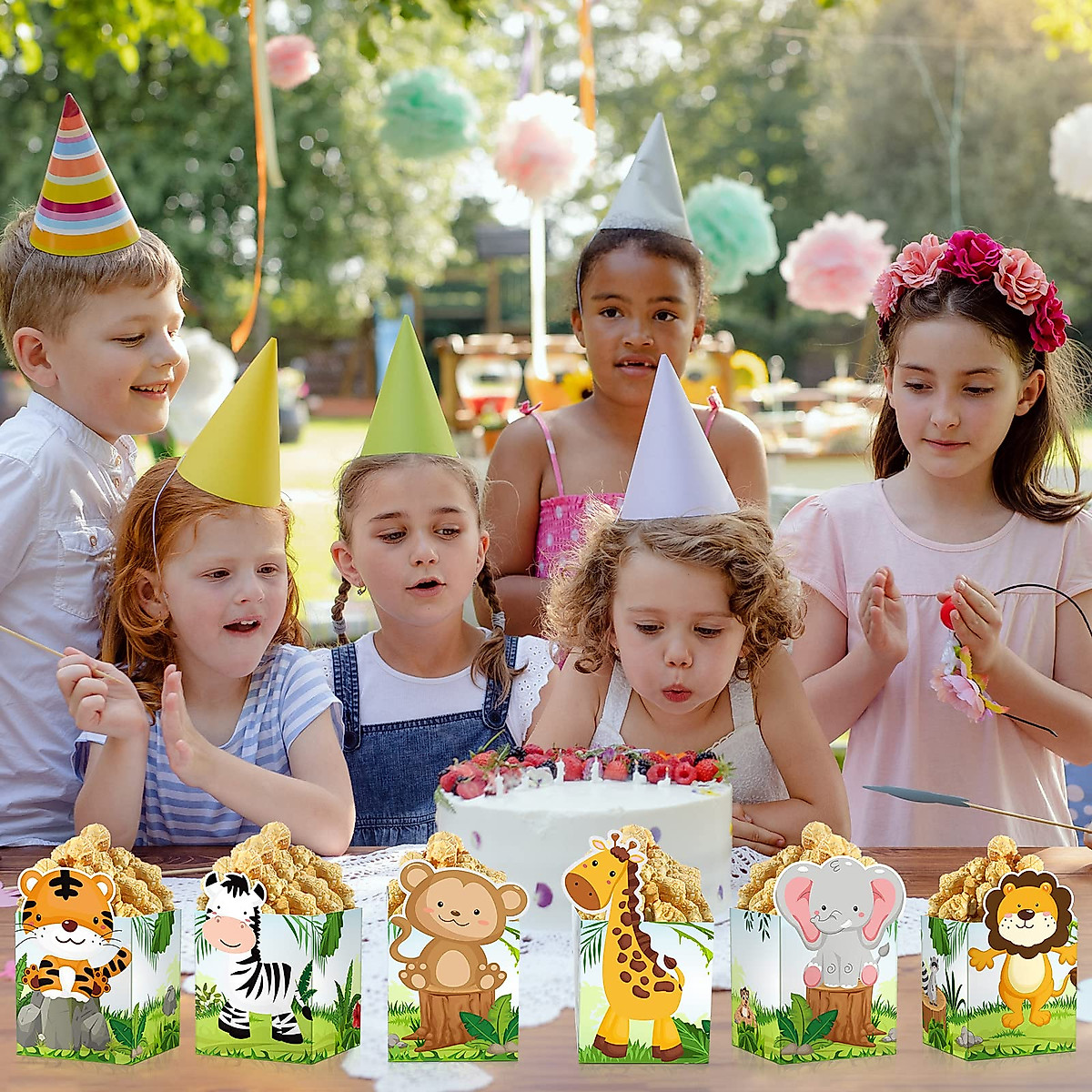 Jungle Safari Birthday Decorations Jungle Theme Popcorn Boxes Animal Popcorn Treat Boxes Popcorn Containers Jungle Theme Party Decoration Supplies Animal Party Baby Shower Favors Set of 24