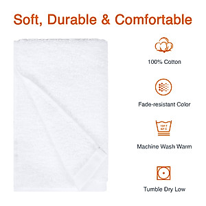 Amazon Basics Cotton Hand Towel - 12-Pack, White