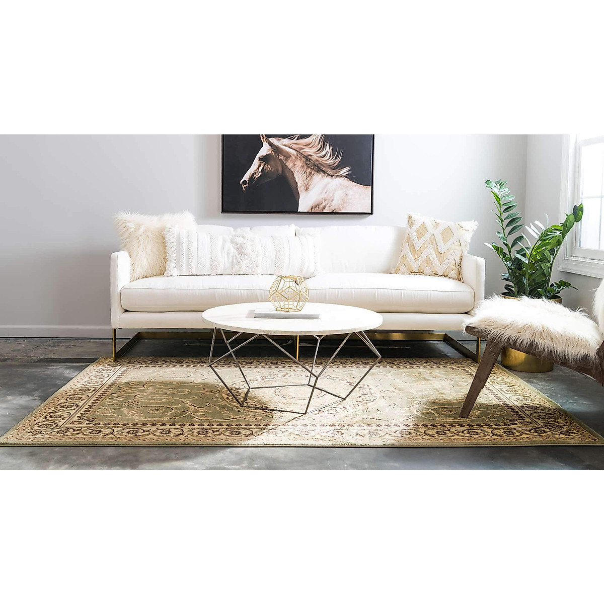 Unique Loom Versailles Collection Traditional Classic Medallion Floral Motif Area Rug (2' 2 x 3' 0 Rectangular, Green/ Ivory)