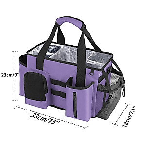Timoxi Wearable Cleaning Caddy Bag, Cleaning Organizer with Handles, Cleaning Supply Tote with Adjustable Shoulder Strap for Cleaners & Housekeeper (Purple, 13.4'' x 7.3'' x 9.3'')