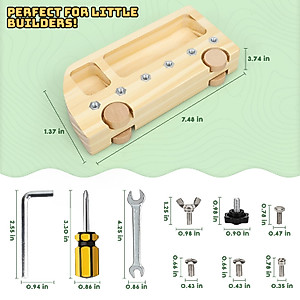 TOY Life Wooden Montessori Screwdriver Board Set for 3 4 5 Toddler & Kid, Preschool Learning Sensory Busy Bus Toys