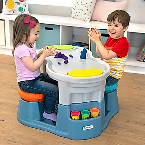 Simplay3 Kids' Sensory Table with Active Seating and Art Storage, Toddler Activity Table and Chairs Set for Ages 1-1/2 to 6, Multicolor