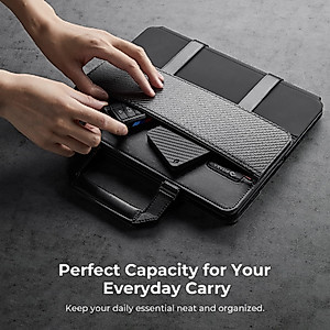 PITAKA iPad Pro 12.9 Sleeve Compatible with Magic Keyboard iPad Pro 12.9 Inch, Minimalist iPad Pro 12.9 Bag, Carbon Fiber, and PU Leather Made, Black