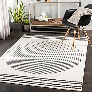 Livabliss Penrod Modern Geometric Area Rug,6'7" x 9',Black/Ivory