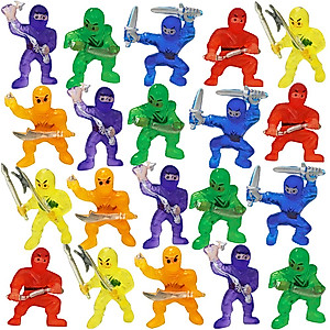 ArtCreativity Mini Ninja Figurines, Pack of 48, Assorted Colors Plastic Action Figures, Little Ninja Warriors in Assorted Poses, Cool Cupcake Topper, Goodie Bag Fillers & Party Favors for Kids