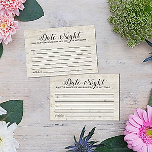 50 Rustic Wood Date Night Cards, Date Night Ideas Great Gifts for Couples, Husband, Wife, Boyfriend, Girlfriend, Anniversary, Bride and Groom, Romantic Conversation Starter Card Set, 4X6 Inch.