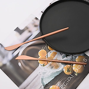 24 PCS Hanging Silverware Sets with Holder, Uniturcky Rose Gold Stainless Steel Eating Utensils Set with Flatware Rack, 6 x Dinner Fork, 6 x Table Knife, 6 x Soup Spoon, 6 x Teaspoon, 1 x Cutlery Rack