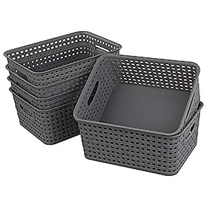 Pekky Grey Plastic Storage Baskets, Classroom Organization Baskets, 6 Packs