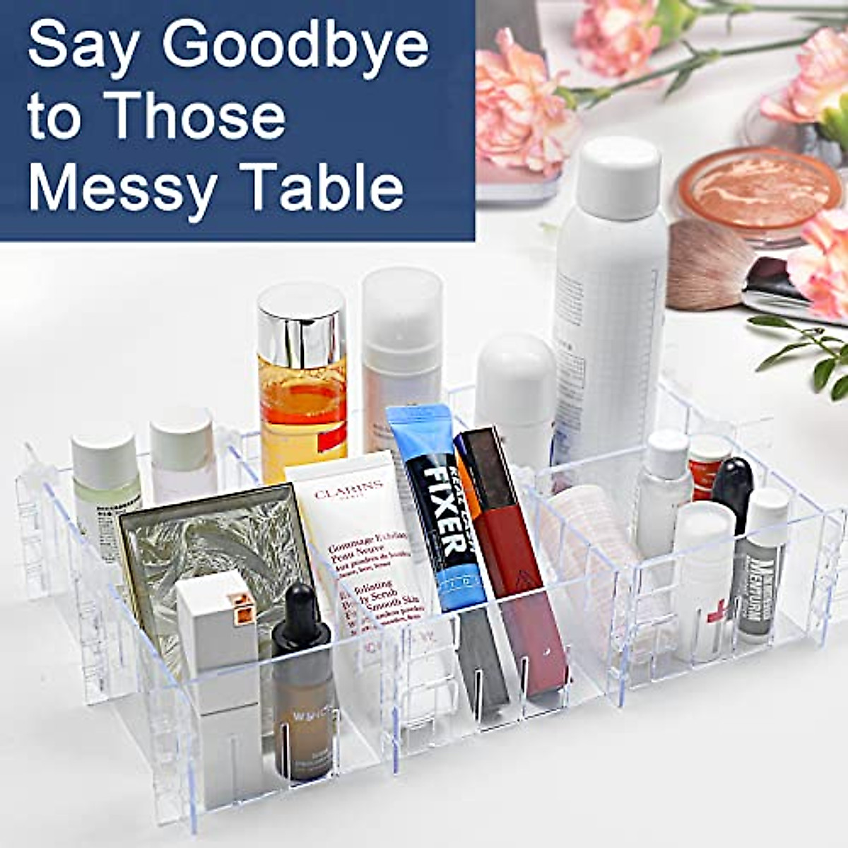 Imboxx Acrylic Drawer Divider Set 40 Pieces Adjustable DIY Drawer Organizer Dresser Separator for Socks Underwear Lipstick Tidy Kitchen Bedroom Dresser