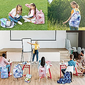 Dafelile School Backpack for Girls School backpack for Elementary Middle Water Resistant Girls School Bag Teen Girls Bookbag 3 in 1 Set with Lunch Box Pencil Bag