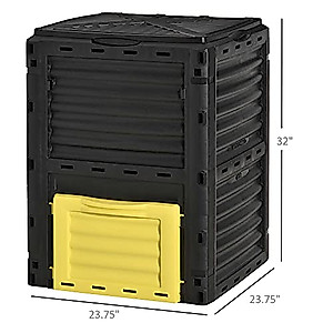 Outsunny Garden Compost Bin 80 Gallon Outdoor Large Capacity Composter Fast Create Fertile Soil Aerating Box, Easy Assembly, Yellow