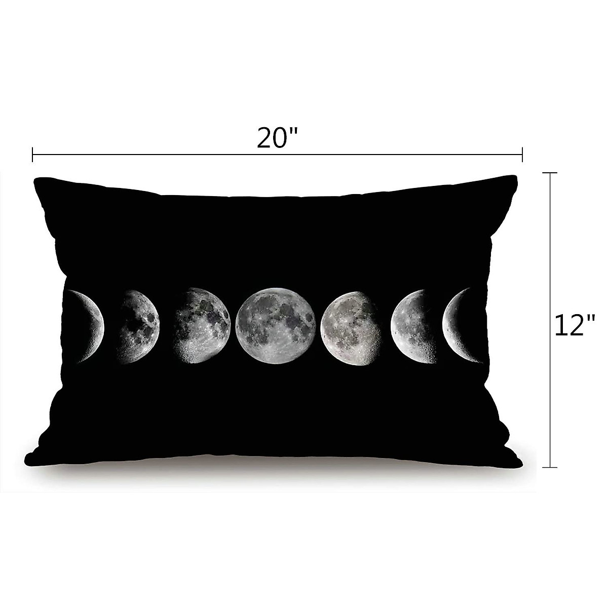 Lumbar Throw Pillow Cover 12x20 Inch Decorative Bedroom Living Room Moon Phases Rectanglar Cushion Case for Bed Sofa Couch