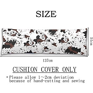 Cow Print Body Pillow Cover Western Cow White Brown Cowhide Printed Long Pillow Case Protector with Zipper Decorative Soft Large Pillow Cases Covers Cushion for Beding,Couch,Sofa,Home Gift 20"x54"