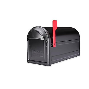 Architectural Mailboxes Barrington Galvanized Steel Post Mount Mailbox, Compatibility Code F, 7900-1B-R-10, Black, Large Capacity