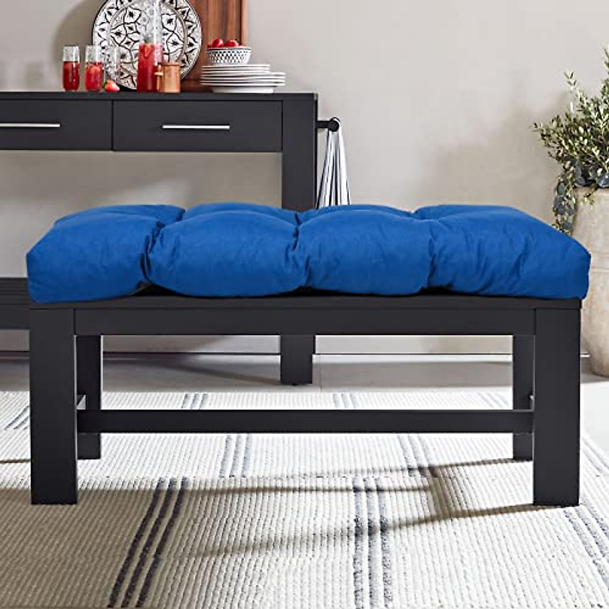 idee-home Tufted Memory Foam Bench Cushion for Outdoor Furniture, Non-Slip Indoor Outdoor Bench Cushion 42 inch, Porch Swing Cushions Bench Seat Pad, Fade & Water Resistant Patio Loveseat Cushion