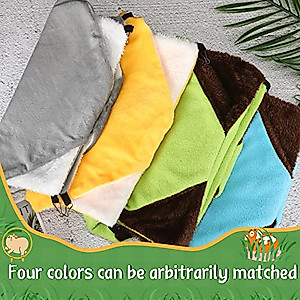 Nuogo 4 Pcs Pet Cage Hammock Small Animal Hanging Hammock Ferret Cage Accessories Double Layer Ferret Bed for Rat Guinea Pig Squirrel Chinchilla Playing and Sleeping, Green Blue Gray Yellow