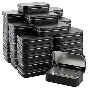 Lawei 40 Pack Metal Rectangular Empty Hinged Tins - Black Matte Mini Portable Box Containers Small Storage Kit for Home Organizer Storage Drawing Pin Jewelry Crafts