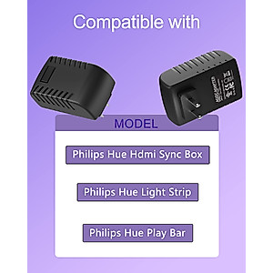 Replacement for Philips Hue Power Supply 24V DC Hue Plug Compatible with Philips Hue Play Bar Smart, Hue Light Strip Plus, Hue HDMI Sync Box, Light Bulb Accessory