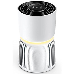 Homvana Air Purifier for Bedroom Home office, H13 True HEPA 6-Stage Filtration Air Cleaner, with Light Adaptive Auto Mode, 22dB Sleep Mode, Washable Filter, Ozone Free, for Pet Allergies Smoke Dust et
