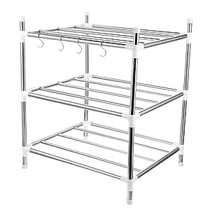 COLLBATH 1pc Kitchen Storage Rack Adjustable Stainless Steel Accessories