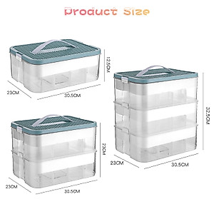 Toys Organizer Storage Case for Lego Box Kids Toy Stackable Building Blocks with Lids Bins Adjustable Lego Storage Containers Plastic Toy Box 2 Layers