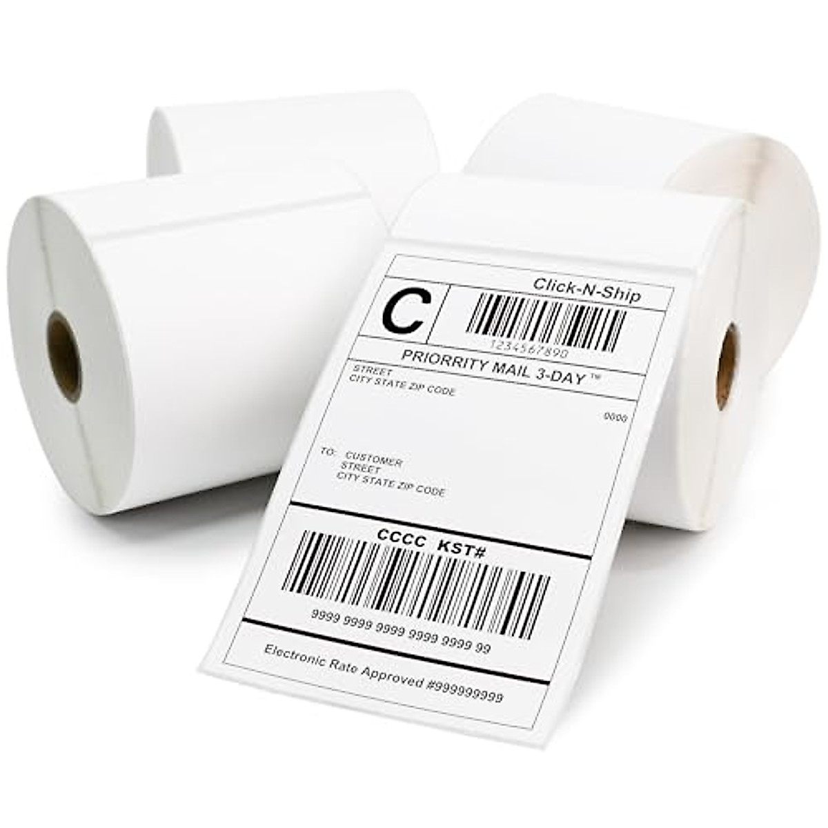 L LIKED 4 Rolls 4" x 6" Direct Blank Thermal Shipping Labels with 450 Labels/Roll - Compatible with Zebra 2844 ZP-450 ZP-500 ZP-505 (4 Rolls - 1800 Labels)