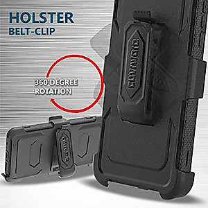 Covrware Aegis Series Case for Moto G Pure 6.5 inch (2021 Release), Full-Body Rugged Dual-Layer Shockproof Protective Holster Swivel Belt-Clip Cover with Kickstand and Built-in Screen Protector, Black