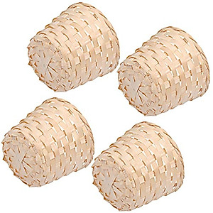 Garneck Flower Pot Holder 4pcs Mini Wicker Basket Sets Small Bamboo Baskets Hand-Held Woven Storage Plant Pot Grocery Basket Flower Plant Basket