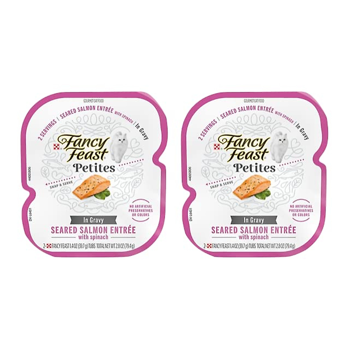 Fancy Feast Gourmet Petites in Gravy Wet Cat Food Variety 5 Flavor Pack / 20 Servings / Beef, Chicken, Ocean Whitefish & Tuna, Salmon and Turkey with Healthier Paw Sticker!!