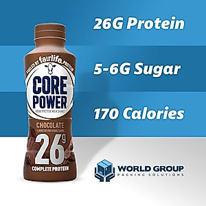 Fairlife Core Power 26g Protein Milk Shakes, Variety Pack, Vanilla and Chocolate Flavor, Ready To Drink for Workout Recovery, 14oz (Pack of 12) By World Group Packing Solutions
