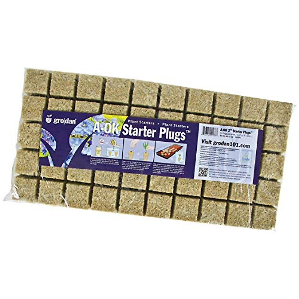 Grodan AO 50/40 6/15 Cube, 2x2" sheet of 50 cells