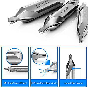 7 Pcs Drill Set 60-Degree Drill Kit Countersink for Lathe Metalworking