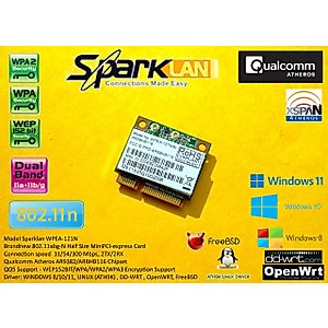 SparkLAN WPEA-121N/802.11a/n/b/g 2x2 MIMO/PCI-Express Half-Size MiniCard (Atheros AR9382)