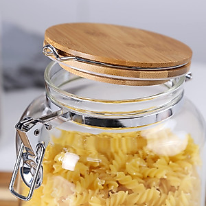 KKC HOME ACCENTS Clear Glass Cookies Jars with Airtight Lids,Airtight cookie jars with Locking Clamp Lids for Kitchen Counter,Large Sealed Glass Jars for Candy,Nut,67 Fluid-oz