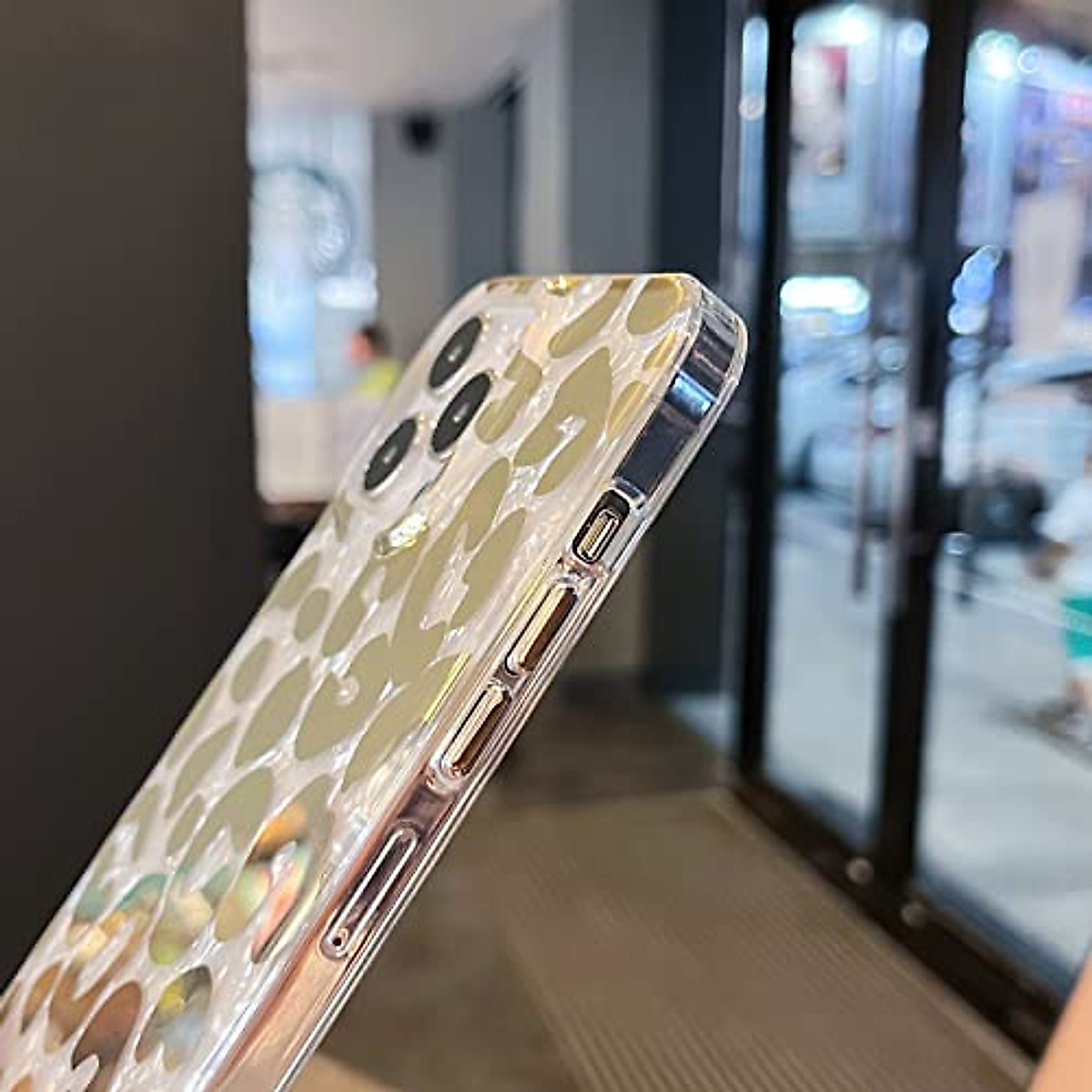 Jmltech for iPhone 13 Pro Max Case Leopard Girly Women Cute Clear Slim Glitter Cheetah Floral Hybrid Silicone Bumper Hard Back Shockproof Phone Case for iPhone 13 Pro Max (Leopard)