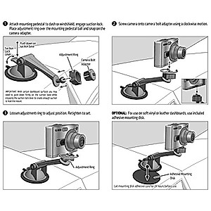 Arkon Sticky Suction Windshield or Dash Camera Car Mount Holder for Sony Samsung Panasonic Nikon Cameras