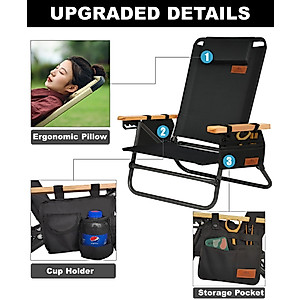 AnYoker Beach Chair, 4 Adjust Position Compact Backpacking Chair, Portable Folding Chair, Camping Chair with Side Pocket, Headrest,Cup Holder,Shoulder Strap, Lightweight Hiking SDTJY（Mouse）