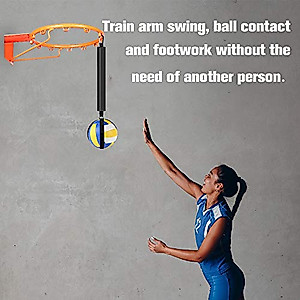TOBWOLF Volleyball Spike Trainer, Volleyball Spike Training System for Basketball Hoop, Volleyball Equipment Training Aid Improves Serving, Jumping, Arm Swing Mechanics and Spiking Power