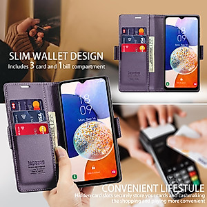 Samsung Galaxy A14 5G Case,Samsung Galaxy A14 5G Wallet Case with Card Holder [RFID Blocking] Kickstand Magnetic,Leather Flip Case Wallet for Samsung Galaxy A14 5G 6.6 Inch (Fashion Purple)