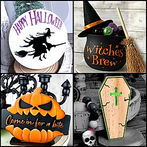 FEEIN Halloween Tiered Tray Decor Set Halloween Wooden Signs Fall Pumpkin Tiered Tray Decoration Items for Indoor Home Table House Room Kitchen Party