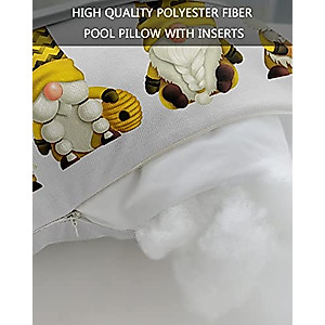 Recliner Head Pillow Ledge Loungers Chair Pillows with Insert Spring Lovely Gnome White Daisy Pattern Lumbar Pillow with Adjustable Strap Outdoor Waterproof Patio Pillows for Beach Pool, 2 PCS