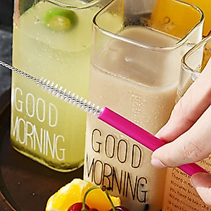 ALINK Reusable Silicone Straws, 10.5” Long Skinny Tumbler Replacement Straws for 20 oz 30 oz Yeti/Rtic/Tervis/Ninja/Ozark Trail/Aladdin/Mason Jar, Set of 6 with Cleaning Brush