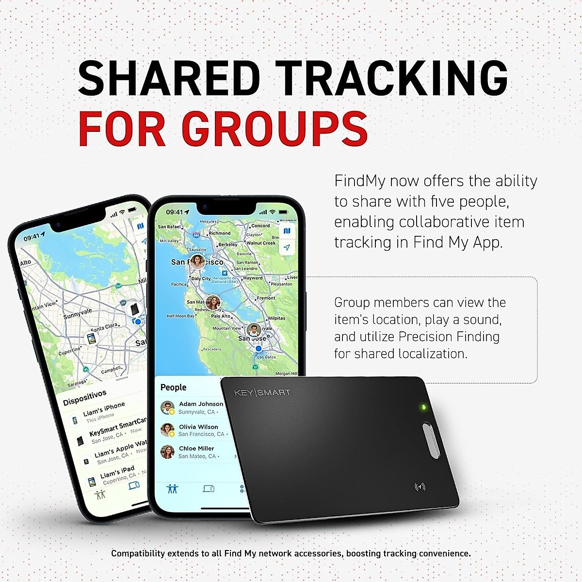 KeySmart SmartCard Wallet Tracker Card, Compatible with Apple Find My App, Rechargeable Thin GPS Item Finder for Luggage Tag, Passport, Smart Bluetooth Tracking with Key Chain Hole Black 1 Pack