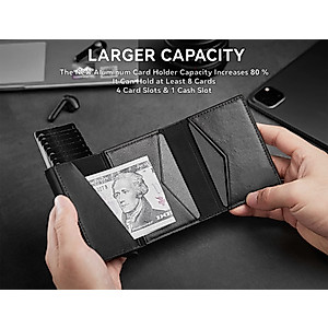 BIAVOI Mens Wallet Card Holder Pop Up Aluminum Card Case for Men RFID Protection Credit Card Holder Up to 13 Cards (Black)