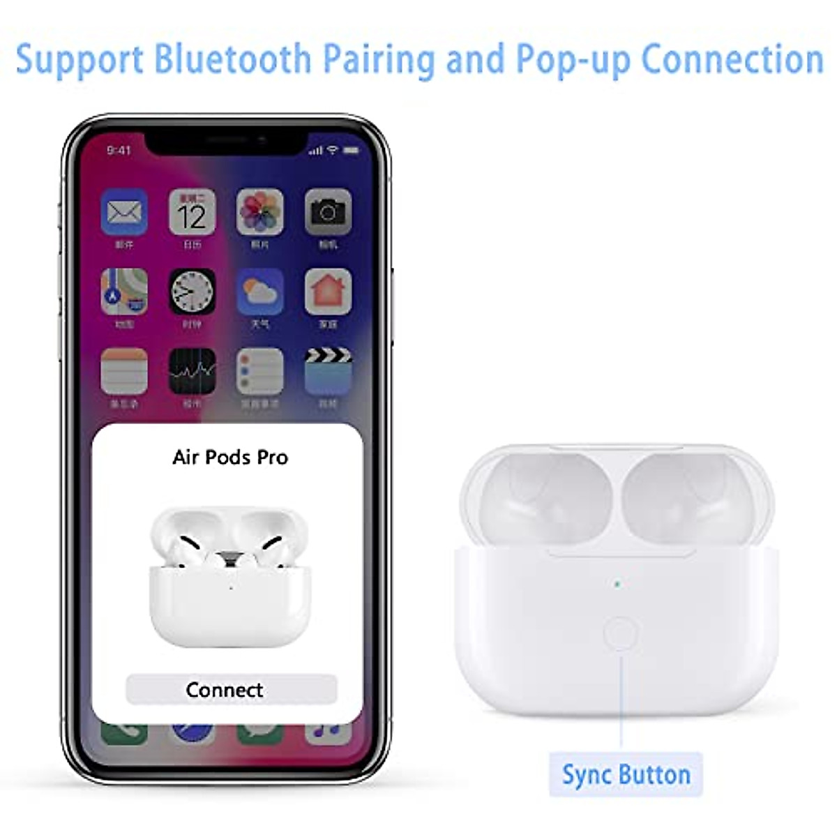 Compatible for AirPods Pro 2nd Generation Charging Case, Pro Charging Case Replacement with Sync Button and Buid in 660 mAH Battery(No Earbuds)