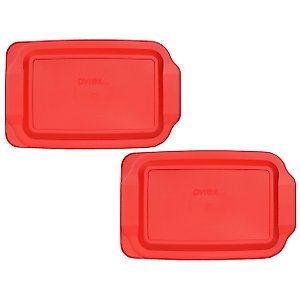 Pyrex 233-PC 3qt Red Food Storage Replacement Lid (2-Pack)