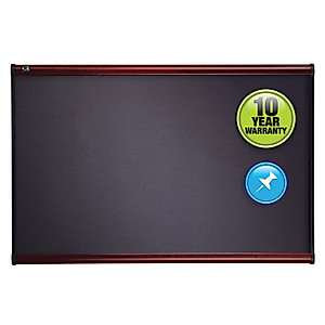 Quartet Prestige Grey Diamond Mesh Fabric Bulletin Board, 4 x 3 Feet, Mahogany Finish Frame (B444M)